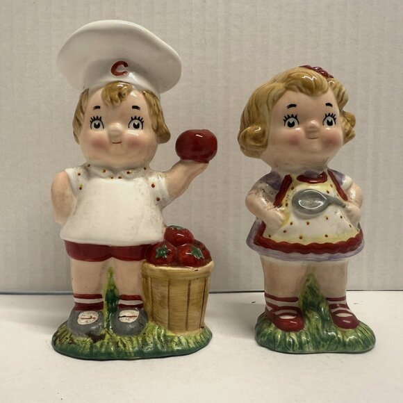 Art | 204 Ceramic Boy And Girl Chef Figurines With Farmhouse Kitchen ...